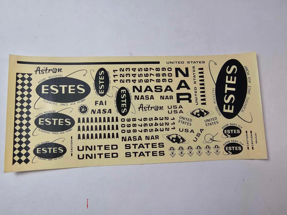 DECAL ONLY ESTES ASTRON BLACK – Everdon Hobbies