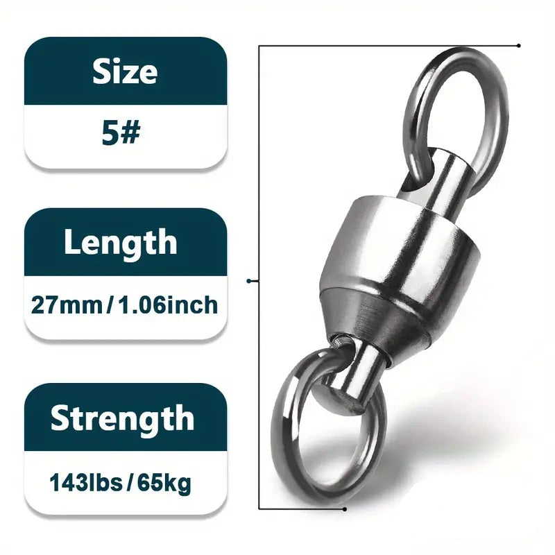 #5 Stainless Steel Heavy Duty Ball Bearing Swivels 143 Lbs test ...